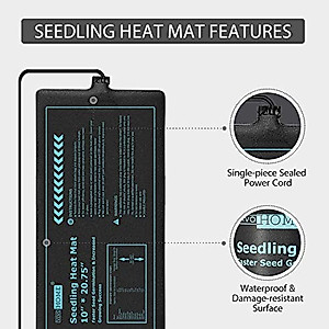 VIVOHOME 20W Waterproof Seedling Heat Mat for Seed Starting Propagation and Increase Germination Success 10 Inch x 20.75 Inch MET Safety Standard Certified