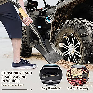 NC Small Garden Shovel, Kids Beach Shovel ,Shovel for Digging 28-inch with Wood Handle, Kids Snow Shovel,Mini Square Shovel ,Shovels for Gardening with D- Handle Gardening Tools, 28inch