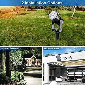 CREPOW Solar Spot Lights Outdoor, Solar Landscape Spotlights IP65 Waterproof 9.8ft Cable,Auto On/Off Outdoor Wall Lights for Garden Yard Driveway Porch Walkway Pool (6000K White)