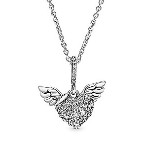 PANDORA Pave Heart & Angel Wings, Clear CZ