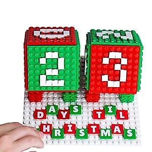 Strictly Briks Compatible with LEGO 24 Day Countdown Advent Calendar Set, 713 Pieces, Baseplates, 1x1 Pixels, 3D Briks and AlphaBriks, Holiday Decorations, STEM Toy Set
