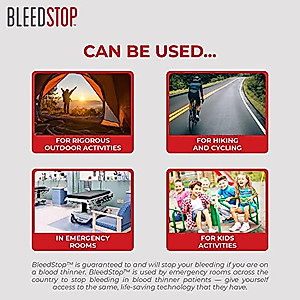 BleedStop™ First Aid Powder for Blood Clotting, Trauma Kit, Blood Thinner Patients, Camping Safety, and Survival Equipment for Moderate to Severe Bleeding Wounds or Nosebleeds - 4 (15g) Pouches