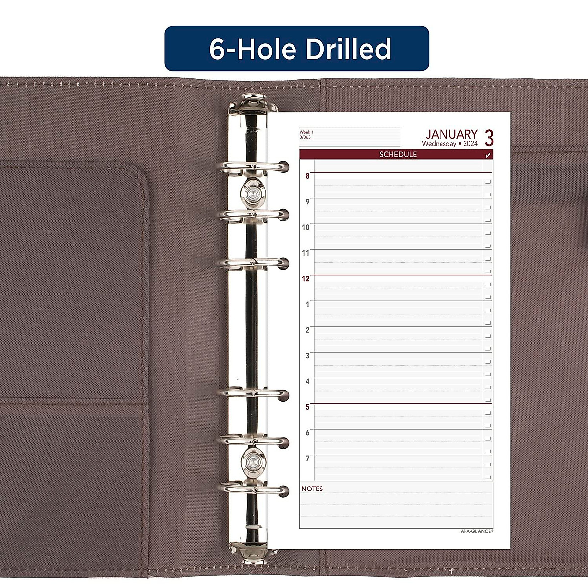 AT-A-GLANCE 2024 Daily Planner One Page Per Day Refill, 3-3/4" x 6-3/4", Portable Size, Loose-Leaf (063-125Y-24)