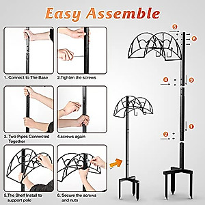 VyGrow Garden Hose Holder Freestanding, Heavy Duty Metal Water Hose Holders for Outside, Detachable Garden Hose Storage Stand Rack, Black