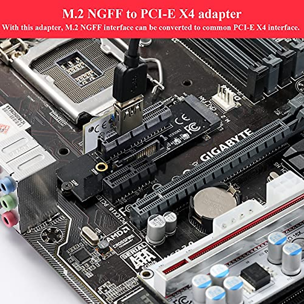 MZHOU 2 Pack M.2 Key M Transfer PCI-E 1X 4X Card Transfer to M.2 NGFF Adapter Card (2 Packs)