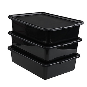 Sandmovie 13 L Plastic Bus Tub with Lids, Restaurant Utility Bus Box, 3 Pack
