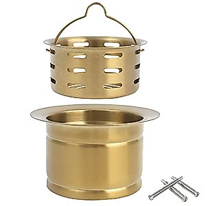 LQS Extended Sink Flange with Deep Basket Strainer, Deep Garbage Disposal Sink Flange for Kitchen Sink, Fit for 3-1/2 Inch Standard Sink Drain Hole, Golden Deep Sink Flange