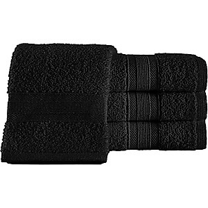 Cotton Fingertip Towels Set - 4 Pack Black Highly Absorbent, Soft Feel Fingertip Towels 11"x17"