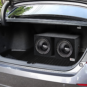 Atrend Bbox Dual Vented 10 Inch Subwoofer Enclosure - Car Subwoofer Boxes & Enclosures - Premium Subwoofer Box Improves Audio Quality, Sound & Bass - Red & Black Spring Terminals - Charcoal