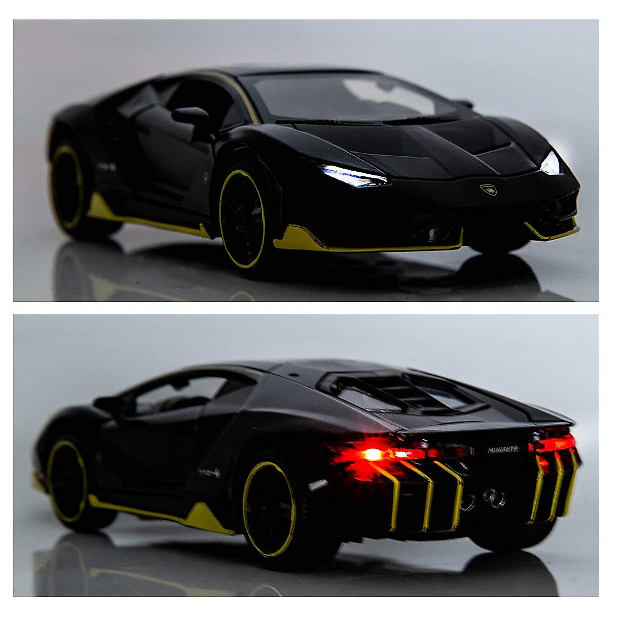 BDTCTK 1/24 Centenario LP770-4 Casting Model Car, Zinc Alloy Pull Back Toy car with Sound and Light for Kids Boy Girl Gift(Black)