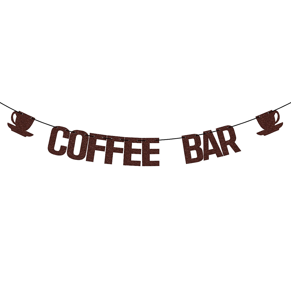 Coffee Bar Banner, Love is Brewing Banner Decorations, Bridal Shower Party Decoration, Coffee Bar Sign Bachelorette/Wedding/Anniversary Party Banner Decor Supplies Brown Glitter