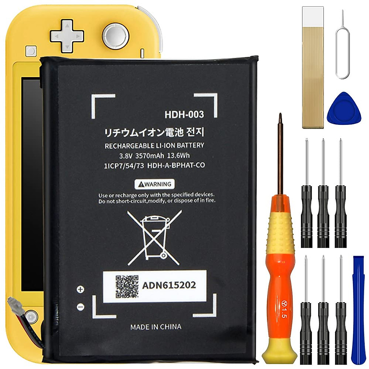 WUHAO HDH-003 Battery for Nintendo Switch Lite Battery Replacement [2025 Upgraded] Lite HDH-001 Replacement Battery with Adhesive Tape Tool Repair Kit
