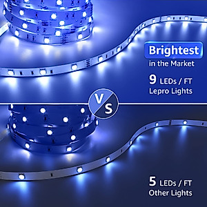 Lepro 65.6ft LED Strip Lights, Ultra-Long RGB 5050 LED Strips with Remote Controller and Fixing Clips, Color Changing Tape Light with 12V ETL Listed Adapter for Bedroom, Room, Kitchen, Bar(32.8FTX 2)