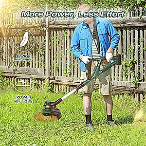 TRY & DO Cordless String Trimmer/Edger, 10” Electric Garden Weed Eater with 20V/2.0 AH Battery and Charger, Lightweight,70min Max Runtime,Battery Powered, for Cutting Grass