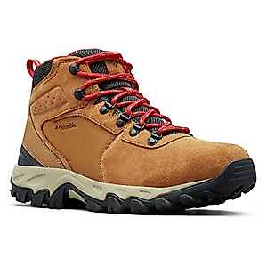 Columbia Men's Newton Ridge Plus II Suede Waterproof Hiking Boot, elk/Mountain red, 12