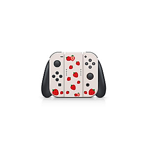 Tacky Design Cute Strawberry Skin Compatible with Nintendo Switch Skin - Premium Vinyl 3M Cream Color Stickers Set - Switch Skin Compatible with Joy Con, Console, Dock - Decal Full Wrap
