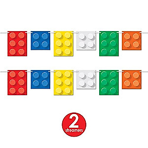 Beistle 2 Piece Building Blocks Pennant Banners, 9" x 6', Multicolor