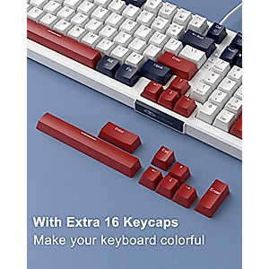 Compact 80% Mechanical Gaming Keyboard, Hot-Swappable Mechanical Keyboard with Number Pad and Red Switches, Blue LED Backlit Keyboard 98 Keys for Windows PC Mac, Blue White