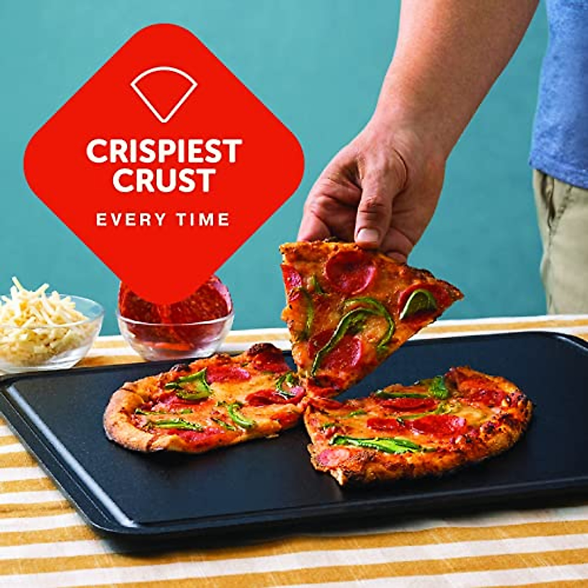 Cast Elegance Premium Steel Pizza Stone and Griddle for Grill and Oven, 17.5 x 13.5 inch, Rectangular