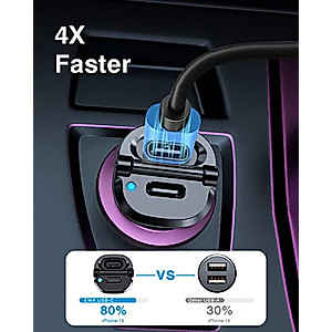 EWA USB C Car Charger, 40W(20W+20W) Dual PD Port Smallest iPhone 13 Car Charger, All Metal Car Charger Adapter, Fast Charging Compatible with iPhone 13/12/Pro/Pro Max/Mini/MagSafe, Galaxy S20/S10