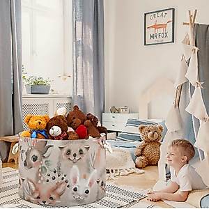 visesunny Deer Bunny Hedgehog Bear Fox Laundry Baskets Fabric Storage Bin Storage Box Collapsible Storage Basket Toy Clothes Shelves Basket for Bathroom,Bedroom,Nursery,Closet,Office