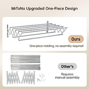 MrToNo Wall Mounted Clothes Drying Racks for Laundry, Collapsible Wall Mounted Clothing Drying Racks,Foldable Drying Rack Clothing, One-Piece Molding (No Assembly Required)