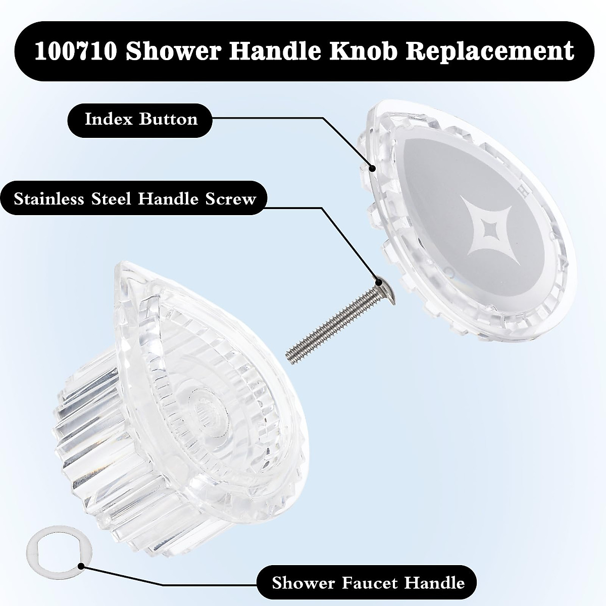 2 Pcs Replacement Knob Handle Kit, Compatible with Moen 100710 Shower Handle, Showers HandleSS Replacements for Single Handles Bathroom Faucet Tub Showers Handles, Shower Knob Replacement