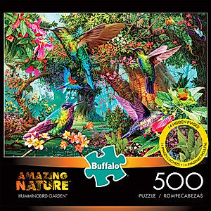 Buffalo Games - Hummingbird Garden - 500 Piece Jigsaw Puzzle with Hidden Images, Green