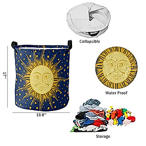 Oxford Fabric Storage Bin Star Go Around Hippie Sun Krisyeol Waterproof Collapsible Laundry Basket Dirty Clothes Hamper with Handles Storage Baskets Organizer 17x13.8