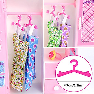 JANYUN 50 Packs Small Doll Cloth Hangers for 11.5 inch Girl Dolls for Plastic Hanging Dress Closet Accessories, Mixed Packaging