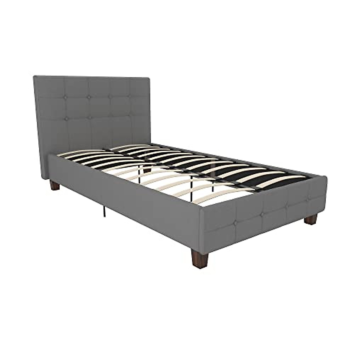DHP Rose Upholstered Platform Bed with Button Tufted Headboard and Footboard, No Box Spring Needed, Twin, Gray Linen