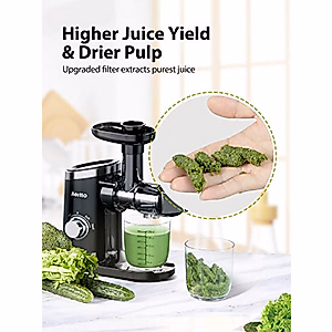 Slow Juicer,Aeitto Celery Juicer Machines,Masticating Juicer,Cold Press Juicer, Juice Extractor with 2-Speed Modes,Reverse Function & Quiet Motor for Vegetables And Fruits,Easy to Clean with Brush