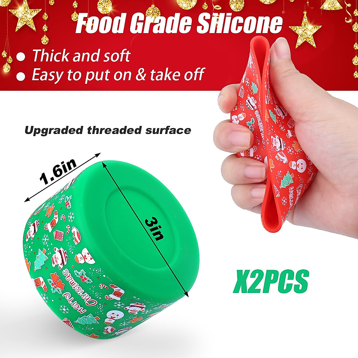 AIERSA 2Pcs Silicone Boot Sleeve for Stanley Quencher 40oz 30oz Tumbler with Handle,for IceFlow 20oz 30oz,Protective Water Bottle Bottom Bumper Cover for Stanley Cup Accessories, Christams Gifts