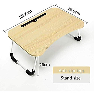 Widousy Laptop Bed Table, Breakfast Tray with Foldable Legs, Portable Lap Standing Desk, Notebook Stand Reading Holder for Couch Sofa Floor Kids - Standard Size（White）