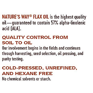 Nature’s Way Flax Oil Max Strength, 2600 mg per Serving, with ALA, Cold-Pressed, 200 Softgels