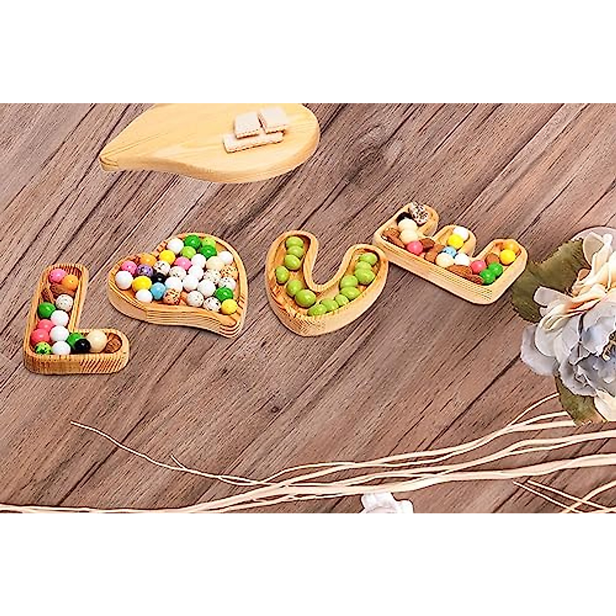 OZWOON Wooden Heart Shape Appetizer Plates Set Ideal Gift And Great For Special Occasions For Snack Candy Nuts Charcuterie Board Set Cheese All are Welcomed Perfect for Valentine's Day