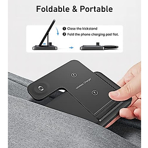 Wireless Charger, 4 in 1 Fast Charging Station Stand Compatible with iPhone 13/12/11/Pro/XS/XR/X/SE/8, 18W Charger Dock for Apple Watch 7/6/SE/5/4/3/AirPods Series/Apple Pencil 1st (Black)