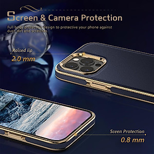 LOHASIC Case for iPhone 15 Pro Max 2023, Luxury PU Leather Classic Soft Back Cover with Microfiber Lining Shockproof Phone Cases Compatible with iPhone 15 Pro Max 6.7" - Navy Blue