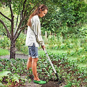 Evcitn Adjustable Hoe and Cultivator Hand Tiller with 40.7IN Long Handle, Aluminium and Rubber Garden Tool for Breaking Stone,Weeding Weeds,Digging Roots,Loosening Soil