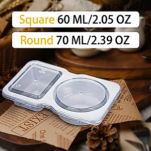 Jytrew Munch Mate Snack Containers, Grab and Go Snack Containers, 2 Compartment Small Lunchable Reusable Container with Lids Bpa Free, Double Compartment Individual Snack Pack for Adults(20pcs)