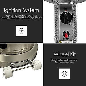 Patio Heater, GreenVines 48000BTU Outdoor Propane Heaters with Anti-tilt & Flame-out Protection System, Stainless Steel Garden Heat Lamp with Wheels for Backyard, Porch, Deck, Outside, ETL Listed…