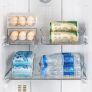 Ettori 2 Pack Water Bottle Organizer Refrigerator Organizer Bins and Clear Storage Bins for Fridge, Freezer, Cabinet, Cupboard, Pantry Shelf, BPA-Free