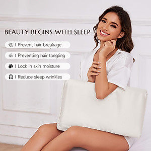 THXSILK 19 Momme 100% Mulberry Silk Pillowcase for Contour Memory Foam Pillow, Contour Pillow Case Cover, Cervical Pillow Case, Pack of 1(Natural White, 20"x12"x3.9"/2.7")