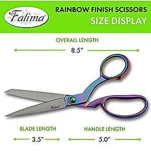 SZCO Supplies 8.5” Fatima Heavy-Duty Fabric Tailor Scissors with Rainbow Finished Handle (107713-RB)
