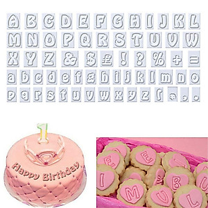 Mini Plastic Alphabet Cookie Cutter Fondant Letter Cutters Symbol Cut Outs Molds Upper & Lower Letter Stamps, 0.5 Inch
