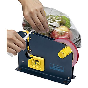 E-605K/799B Excell Steel Tape Bag Sealer with Two 1/2 inch Bag Sealing Tape, Plastic Bag Sealer Poly Bag Sealer for Meat Bread, Heavy Duty Metal Produce Bag Sealing Taper Dispenser +LuxProdX Sticker
