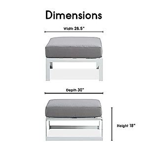Elle Decor Modern Mirabelle Outdoor Patio Modular Furniture Collection, White or Gold Frame, Ottoman, White