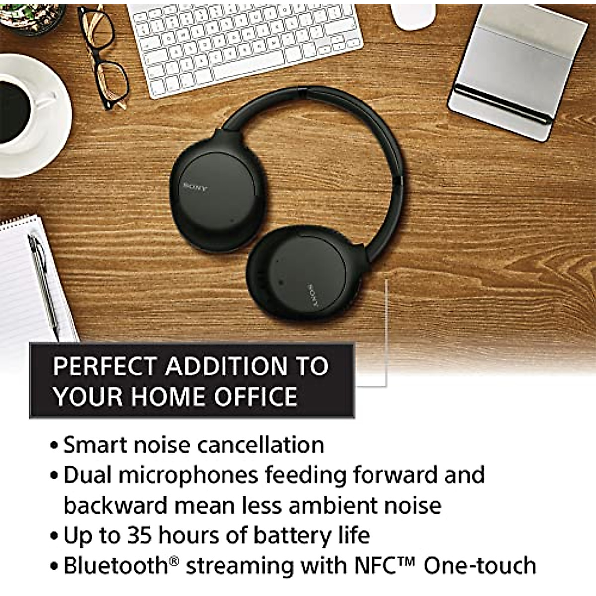 Sony Noise Cancelling Headphones WHCH710N: Wireless Bluetooth Over the Ear Headset with Mic for Phone-Call, Black