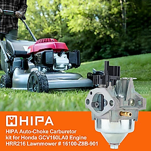 Hipa 16100-Z8B-901 BB76A A Auto Choke Carburetor 17211-ZL8-023 Air Filter for Honda GCV160 GCV160LAO S3B NH1 GCV160LA0 S3LB HRR2169VKA HRR216K9VKAA HRR216K10VKAA 7021P HU700F TB240 TB130