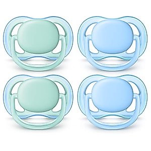 Philips AVENT Ultra Air Pacifier, 0-6 Months, Blue/Green, 4 Pack, SCF244/40